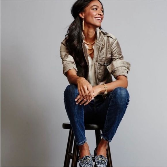 CAbi | Jackets & Coats | Cabi Sundaytopper Silver Velvet Button Up ...